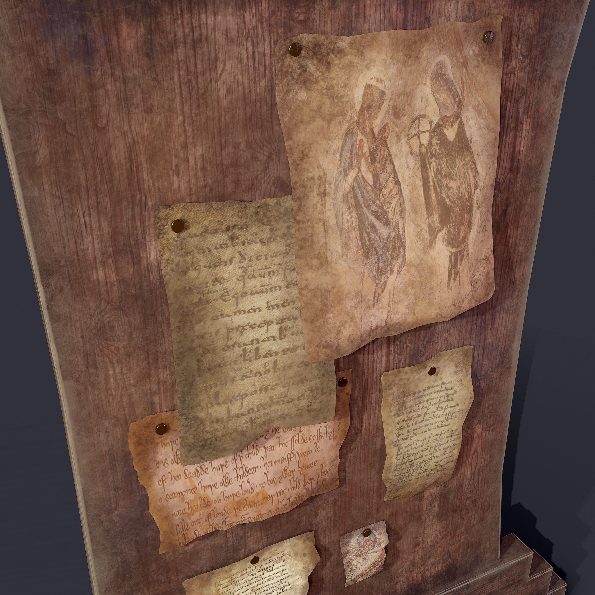 3D model Worn Medieval Notice Board VR / AR / low-poly | CGTrader