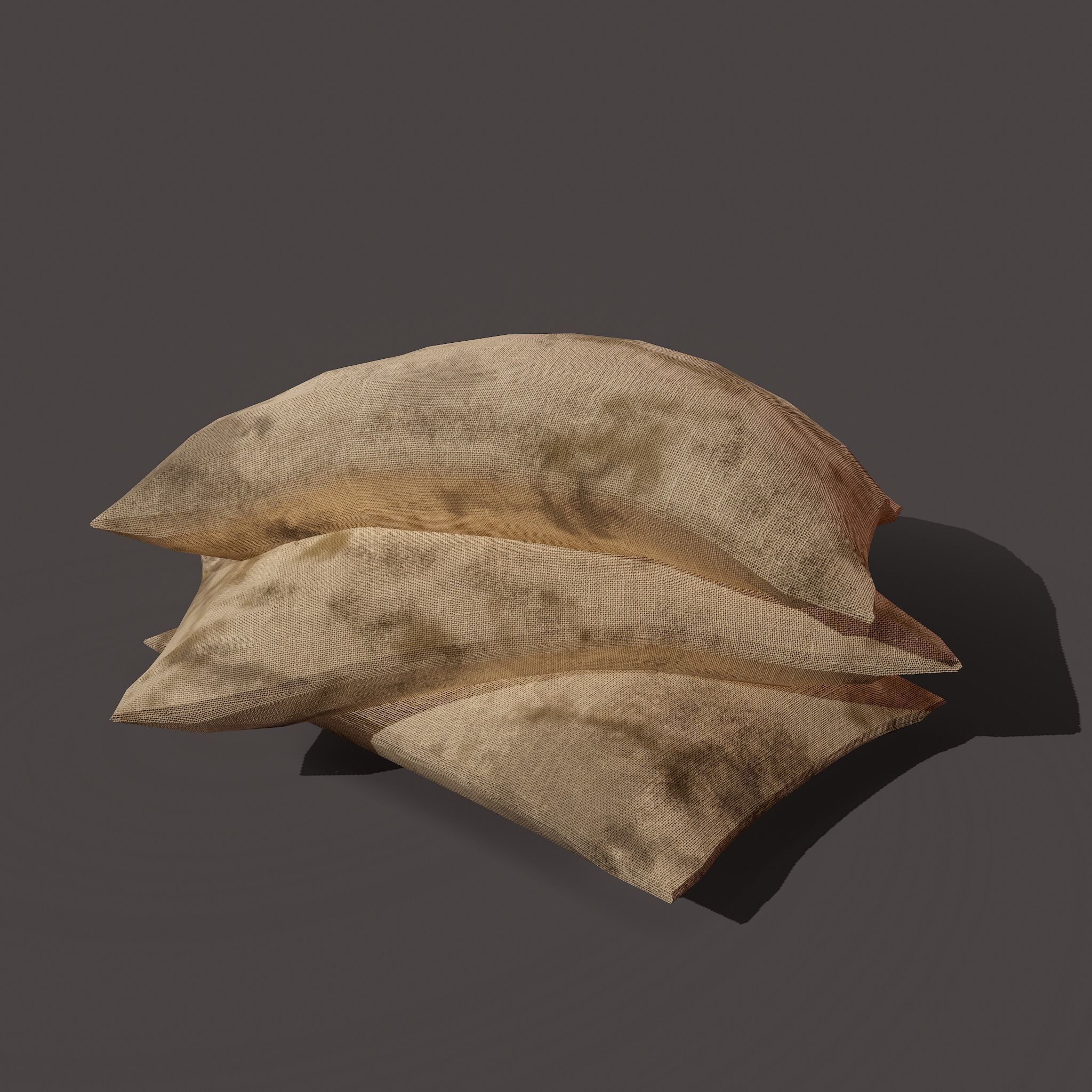 3D model Burlap Sacks Stack of Three Unorderly VR / AR / low-poly ...