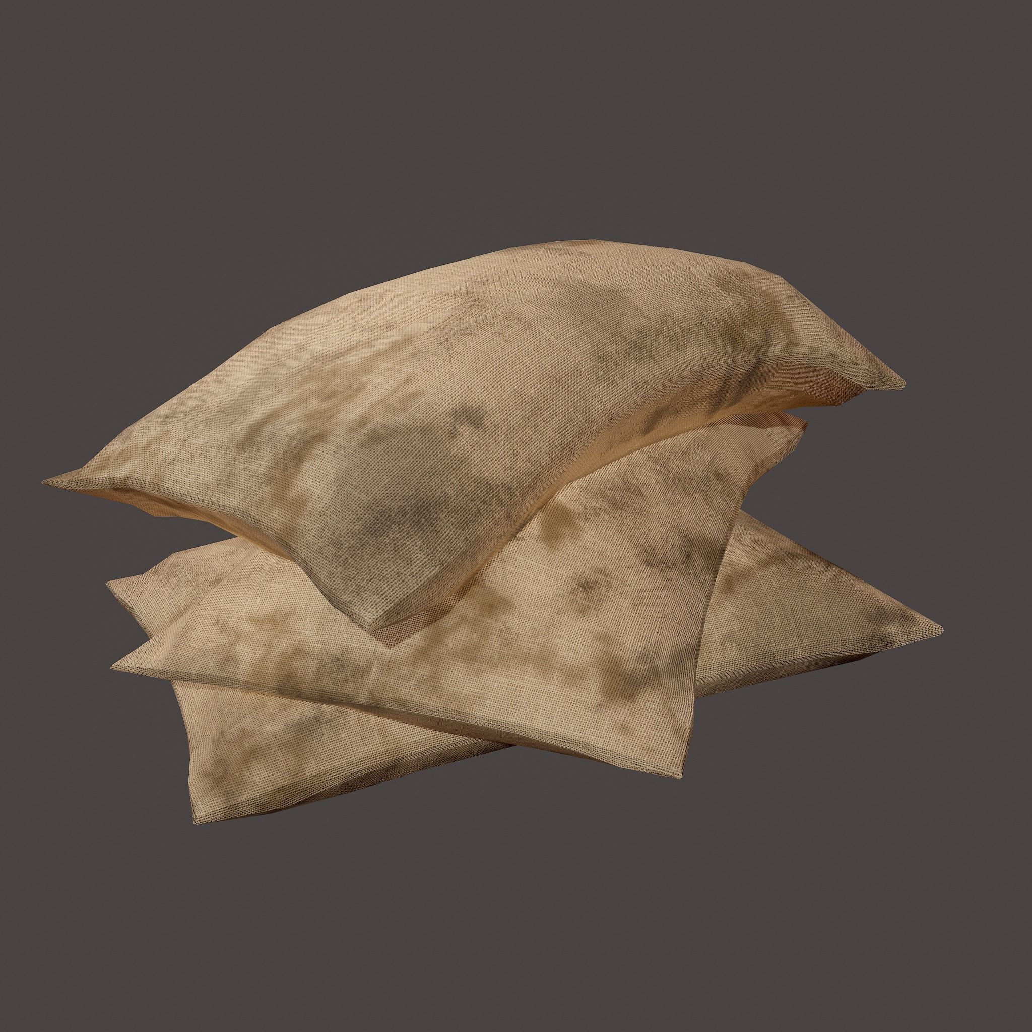 3D model Burlap Sacks Stack of Three Unorderly VR / AR / low-poly ...