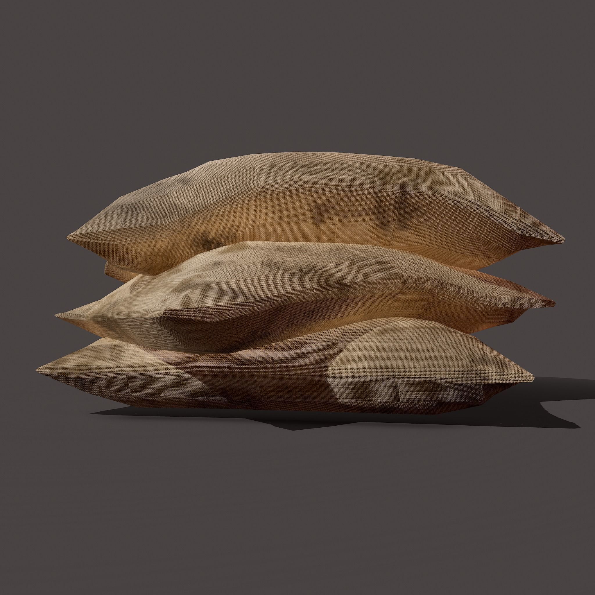 3D model Burlap Sacks Stack of Three Unorderly VR / AR / low-poly ...