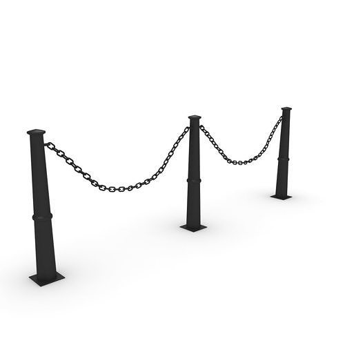 Iron Chain Barrier 3D model | CGTrader