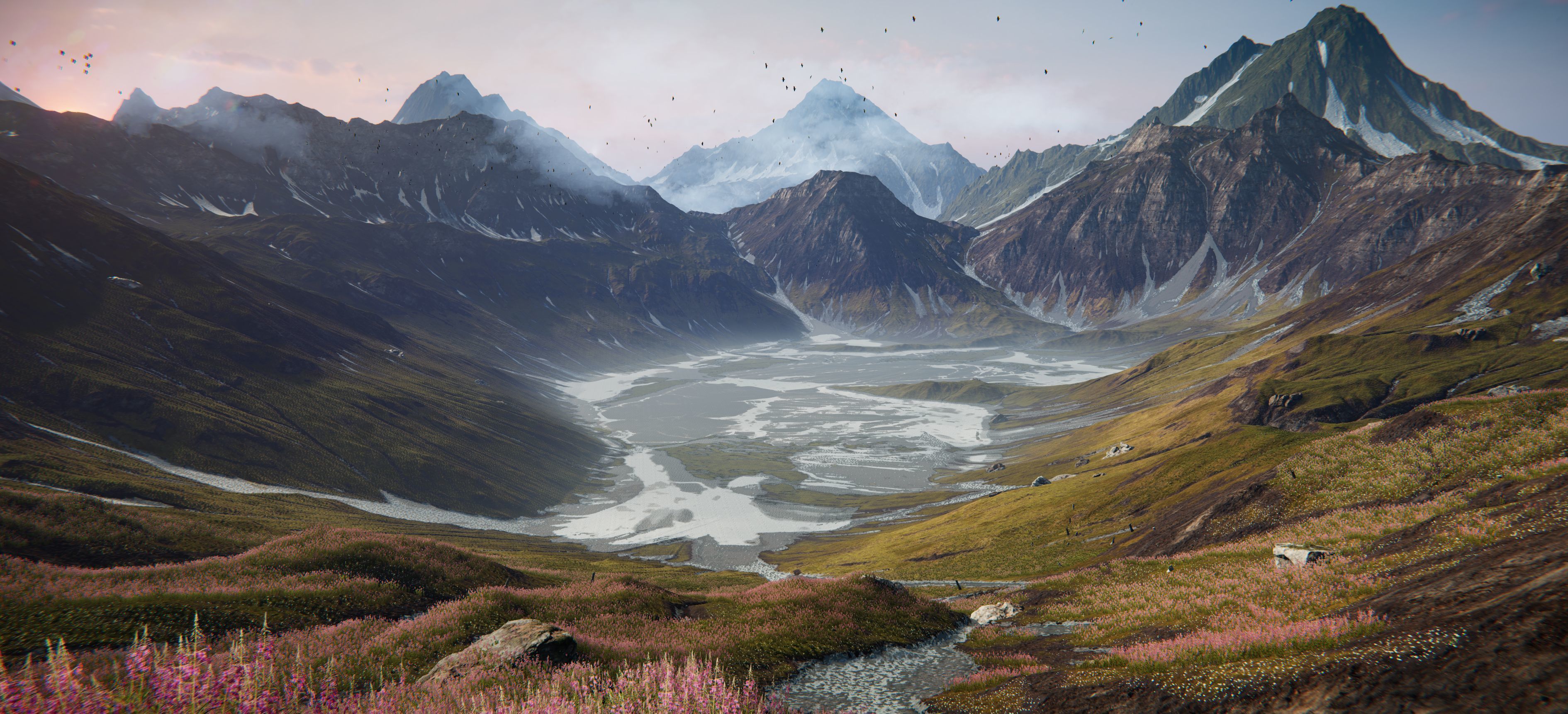 3D model Grass Mountains Valley Environment - Unity 2017 Project VR ...