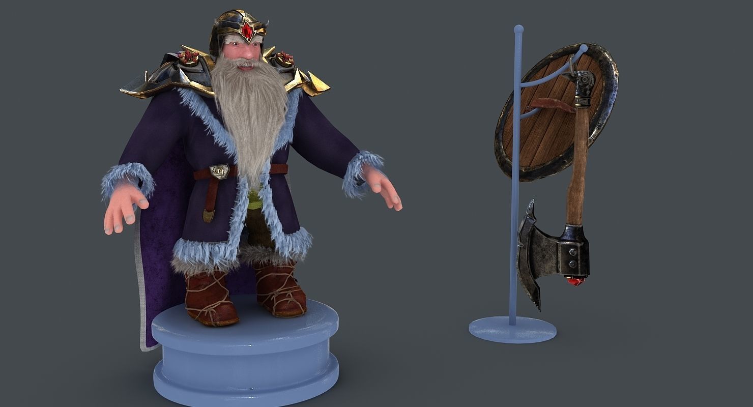 3D model Dwarf with axe and shield VR / AR / low-poly | CGTrader