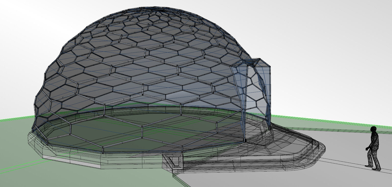 Hexagonal geodesic dome like structure with entry 3D model | CGTrader