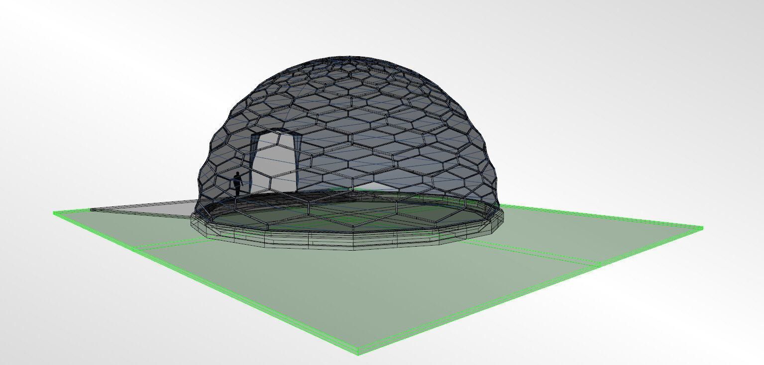 Hexagonal geodesic dome like structure with entry 3D model | CGTrader