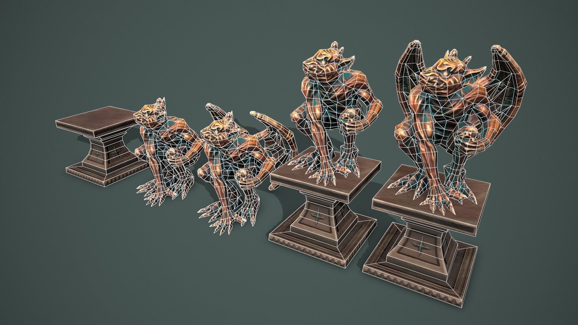 3D model Statue gargoyle VR / AR / low-poly | CGTrader