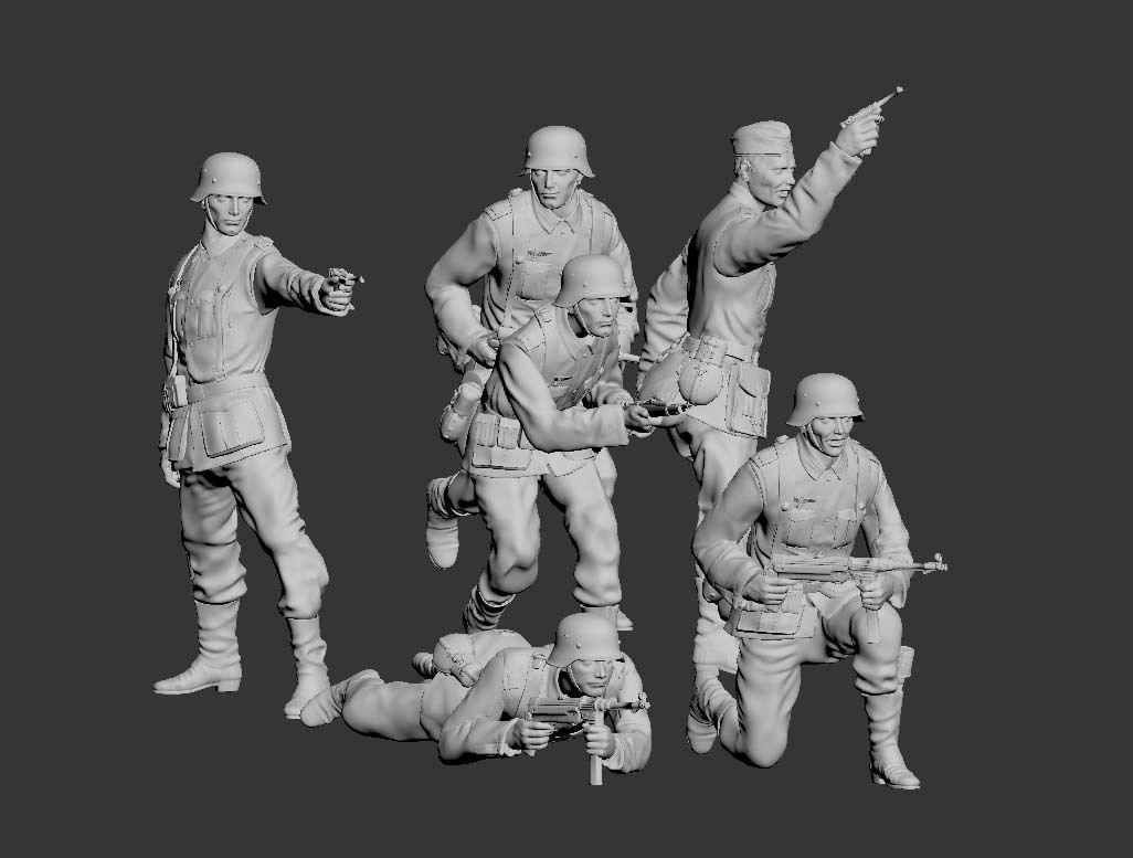 German officer and German soldiers 3D model 3D printable | CGTrader