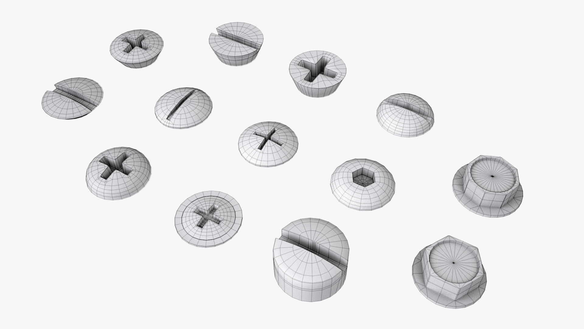 3D model Screw Heads Collection 1 VR / AR / low-poly | CGTrader