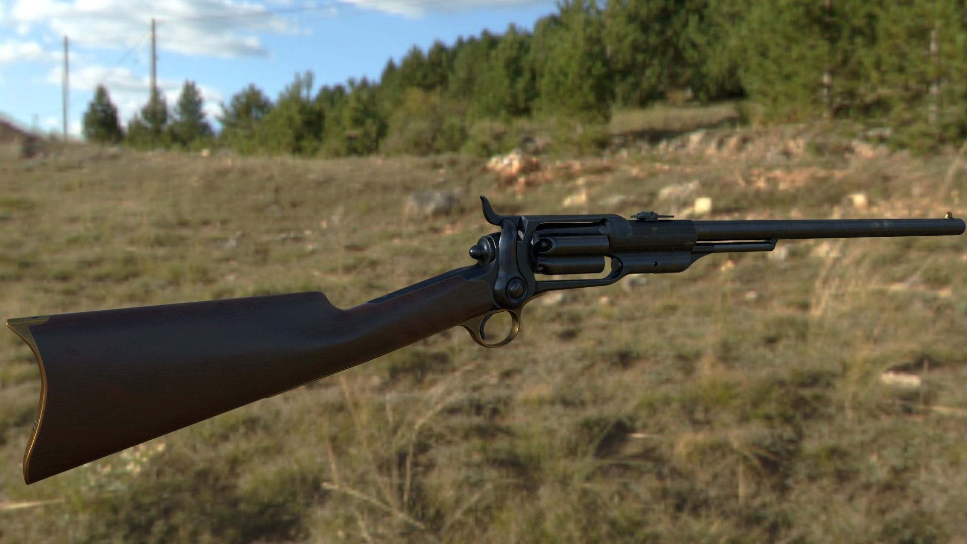 3D model Spectacular Colt Revolving Carbine 1855 VR / AR / low-poly ...