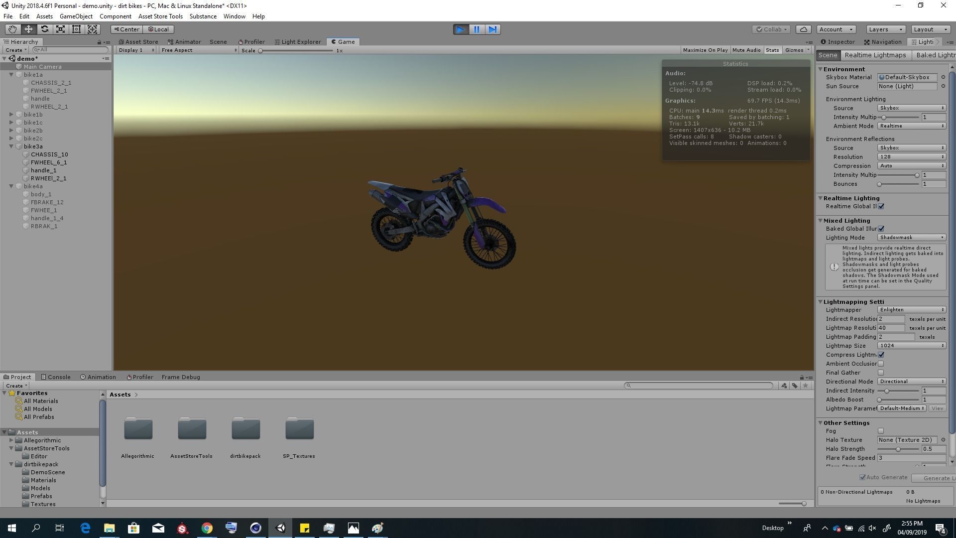 3D model Pack Of 7 low poly game ready Dirt bikes VR / AR / low-poly ...