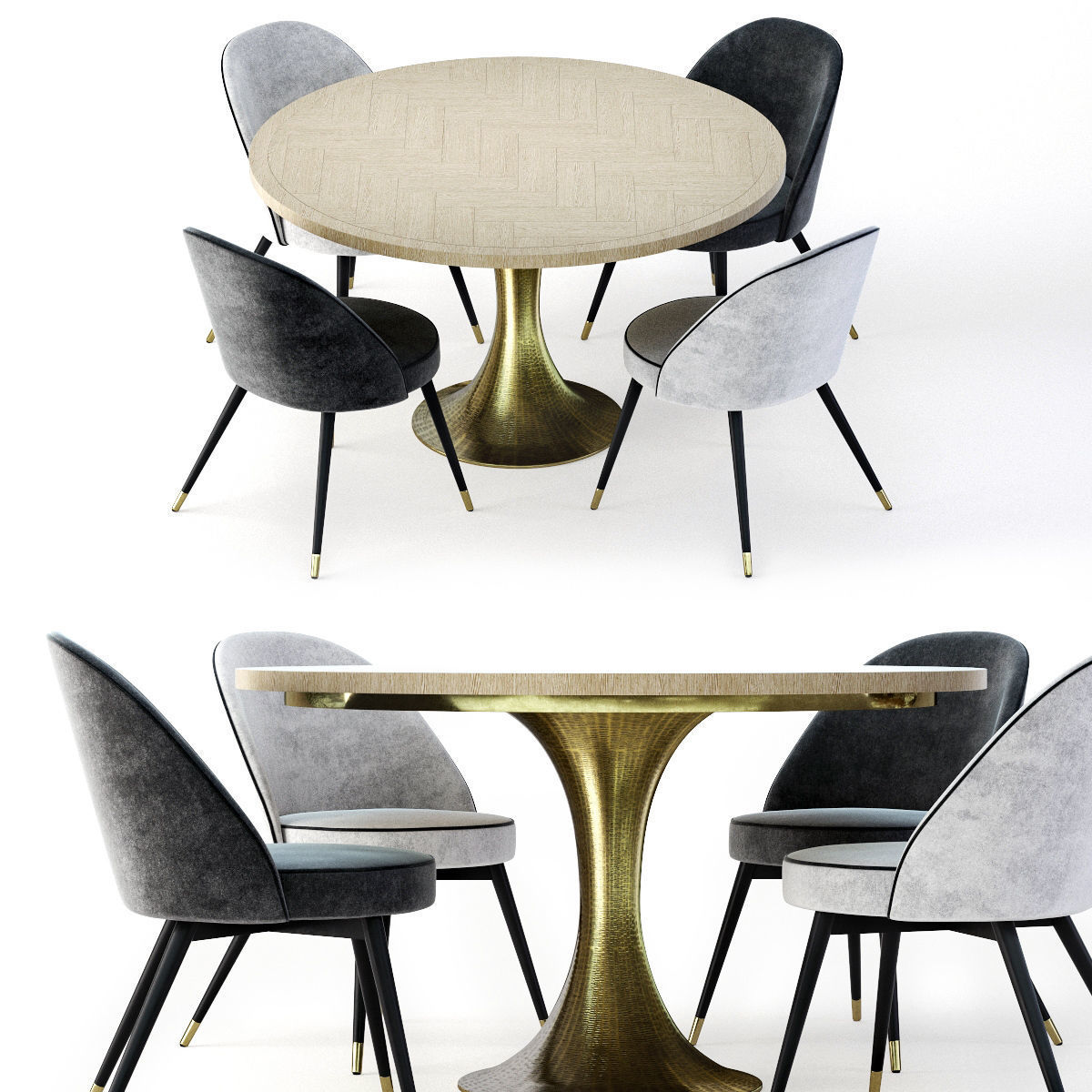 Eichholtz Cooper Dining Chair and Melchior Table 3D