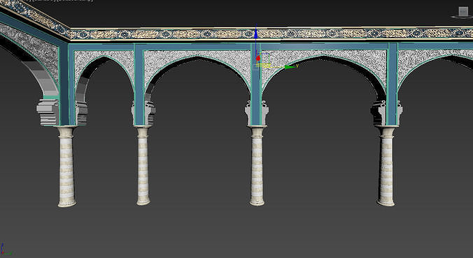 3D model islamic arabic moroccan arch portal wall panel VR / AR / low ...