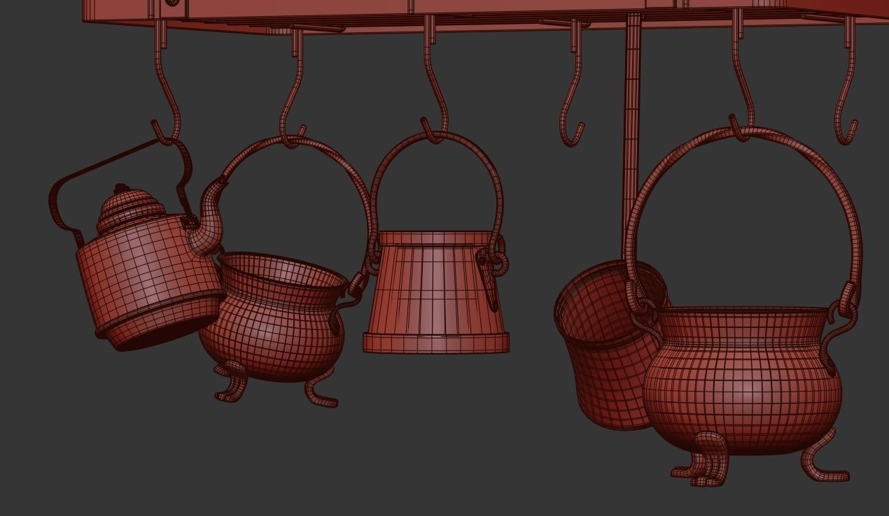 Enclume Grande Cuisine Rectangular Ceiling Pot Rack 3D model | CGTrader