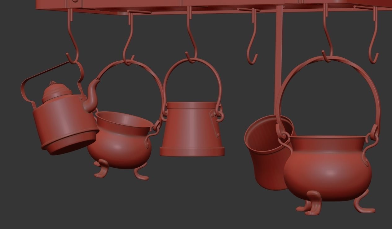 Enclume Grande Cuisine Rectangular Ceiling Pot Rack 3D model | CGTrader