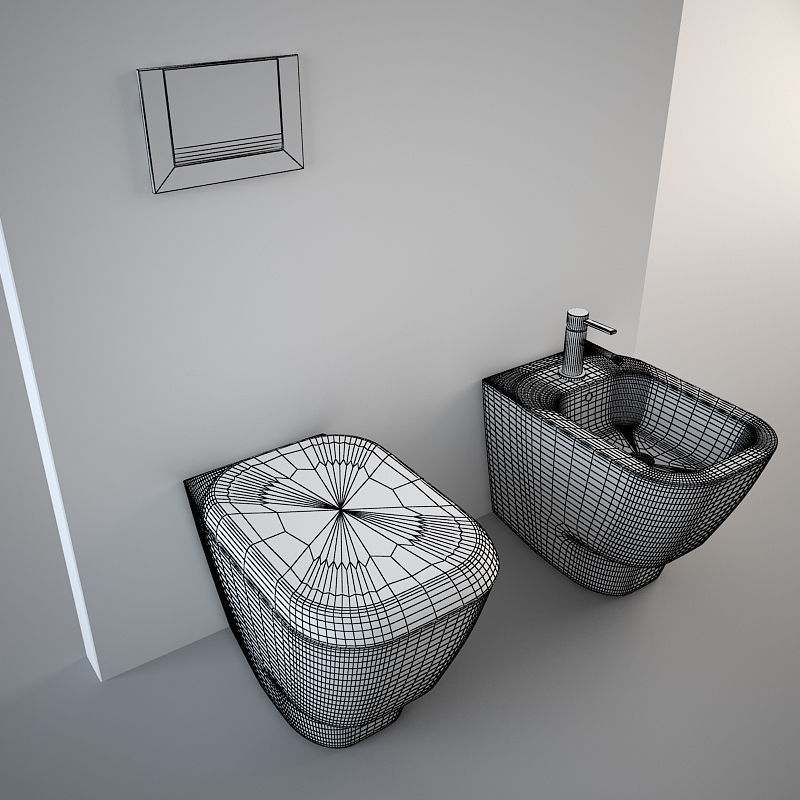 Pozzi Ginori Toilet and Bidet Q3 Standing 3D model | CGTrader