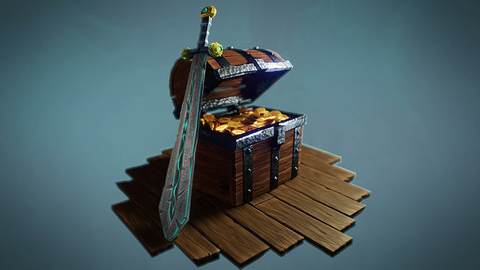 3D model Treasure Chest Sword asset VR / AR / low-poly | CGTrader