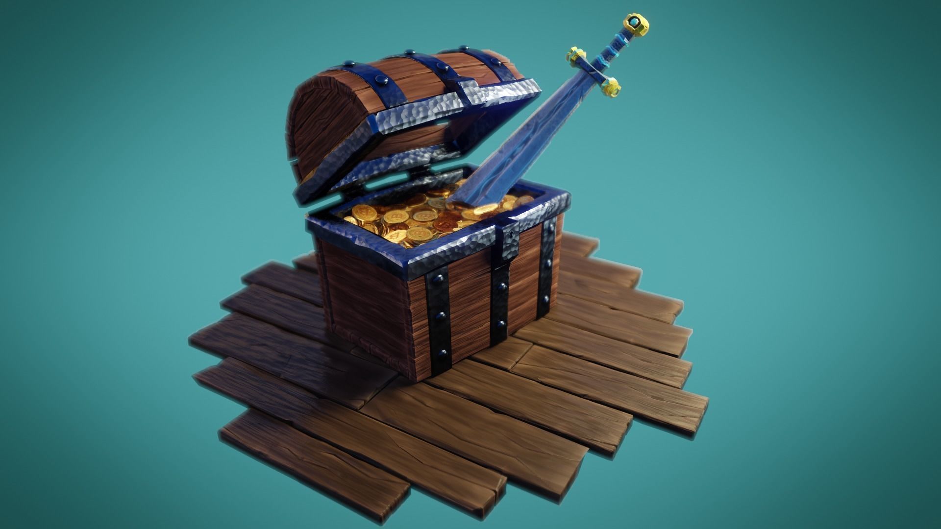 3D model Treasure Chest Sword asset VR / AR / low-poly | CGTrader