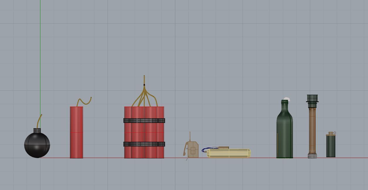 3D model 7 piece explosives set VR / AR / low-poly | CGTrader