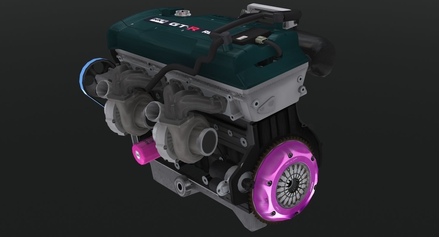 3D model Nissan RB28 Twin Turbo by HKS engine VR / AR / low-poly | CGTrader