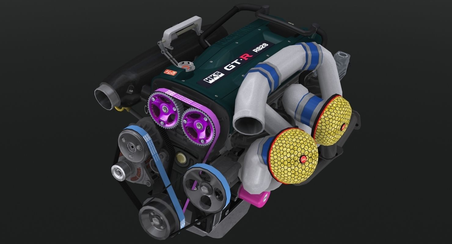 3D model Nissan RB28 Twin Turbo by HKS engine VR / AR / low-poly | CGTrader