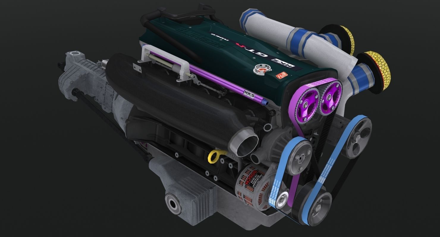 3D model Nissan RB28 Twin Turbo by HKS engine VR / AR / low-poly | CGTrader
