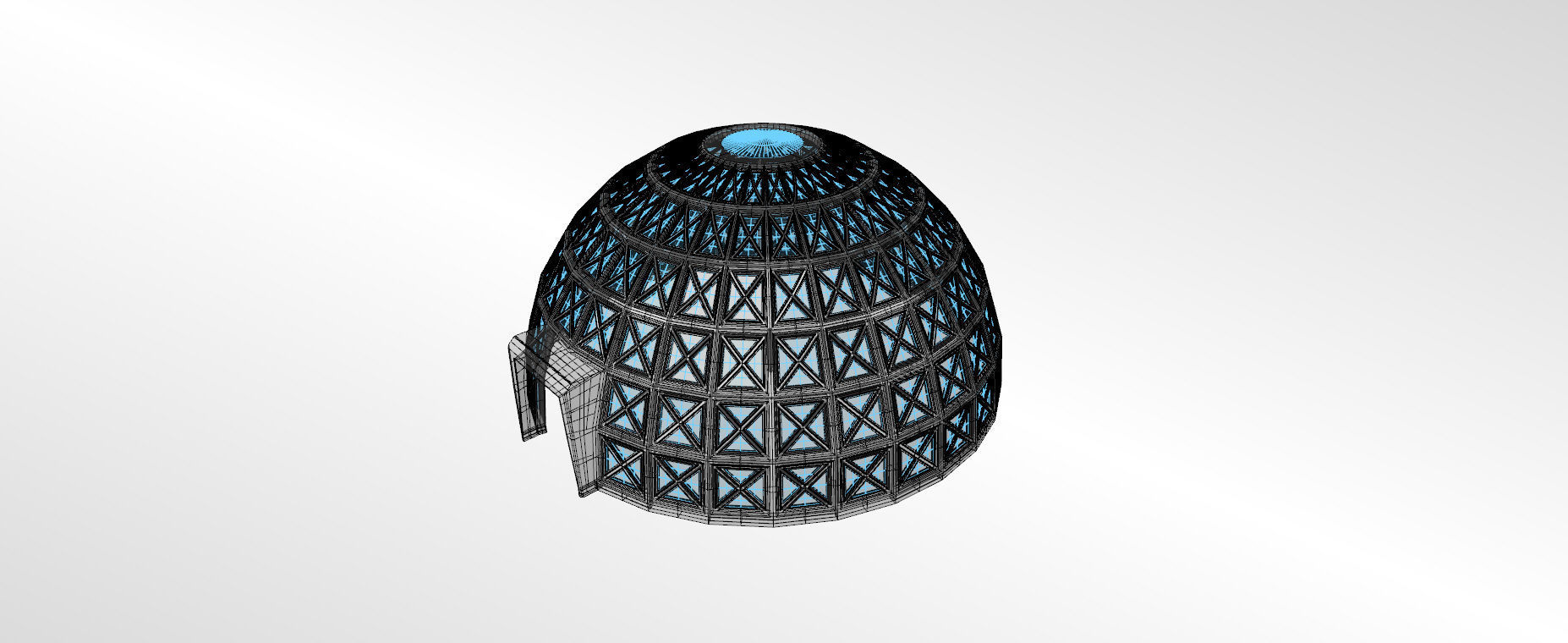 Large steel dome with glass panels and entry 3D model | CGTrader