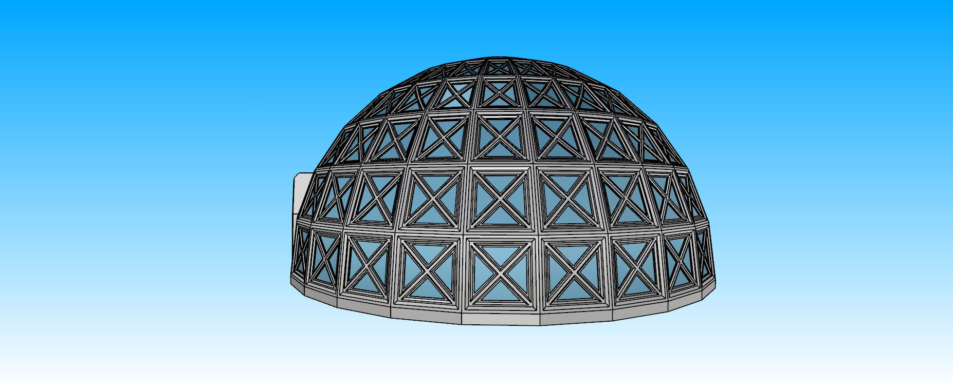Large steel dome with glass panels and entry 3D model | CGTrader