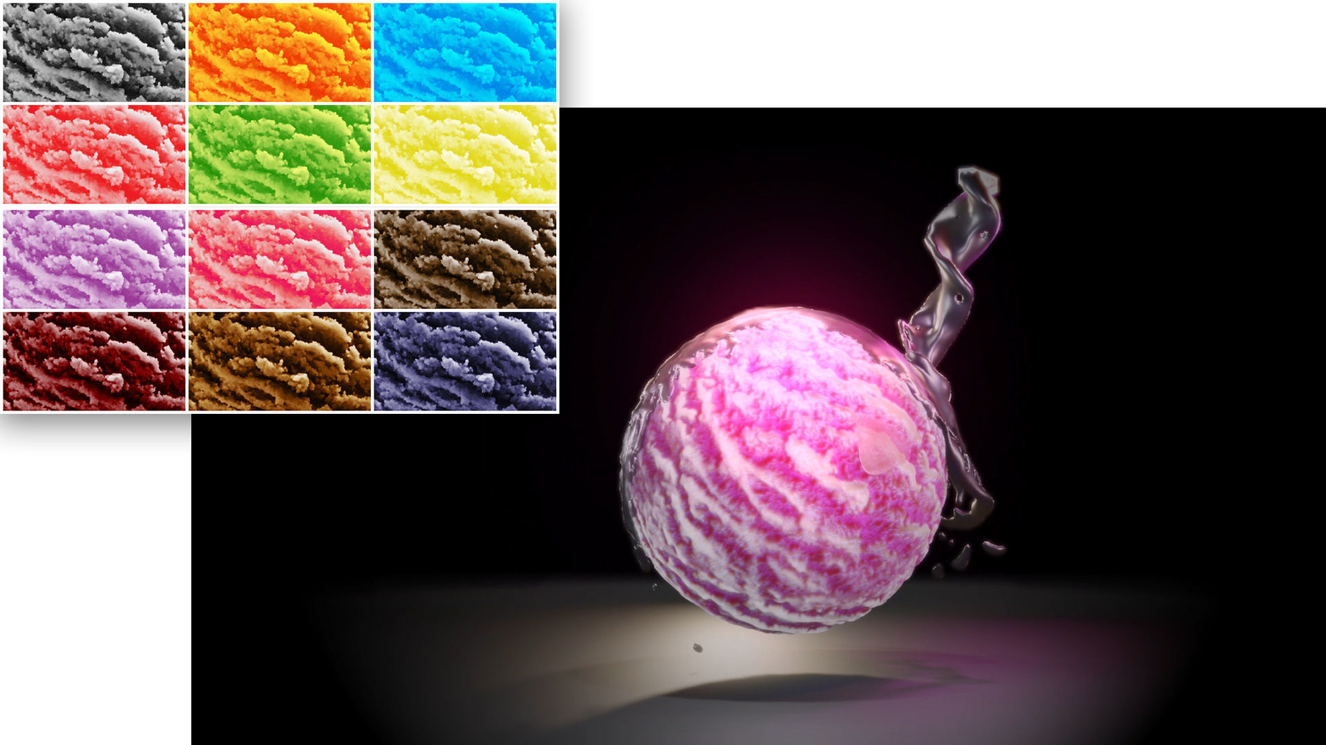 3D model icecream tilable material in 12 colours ready to render VR ...