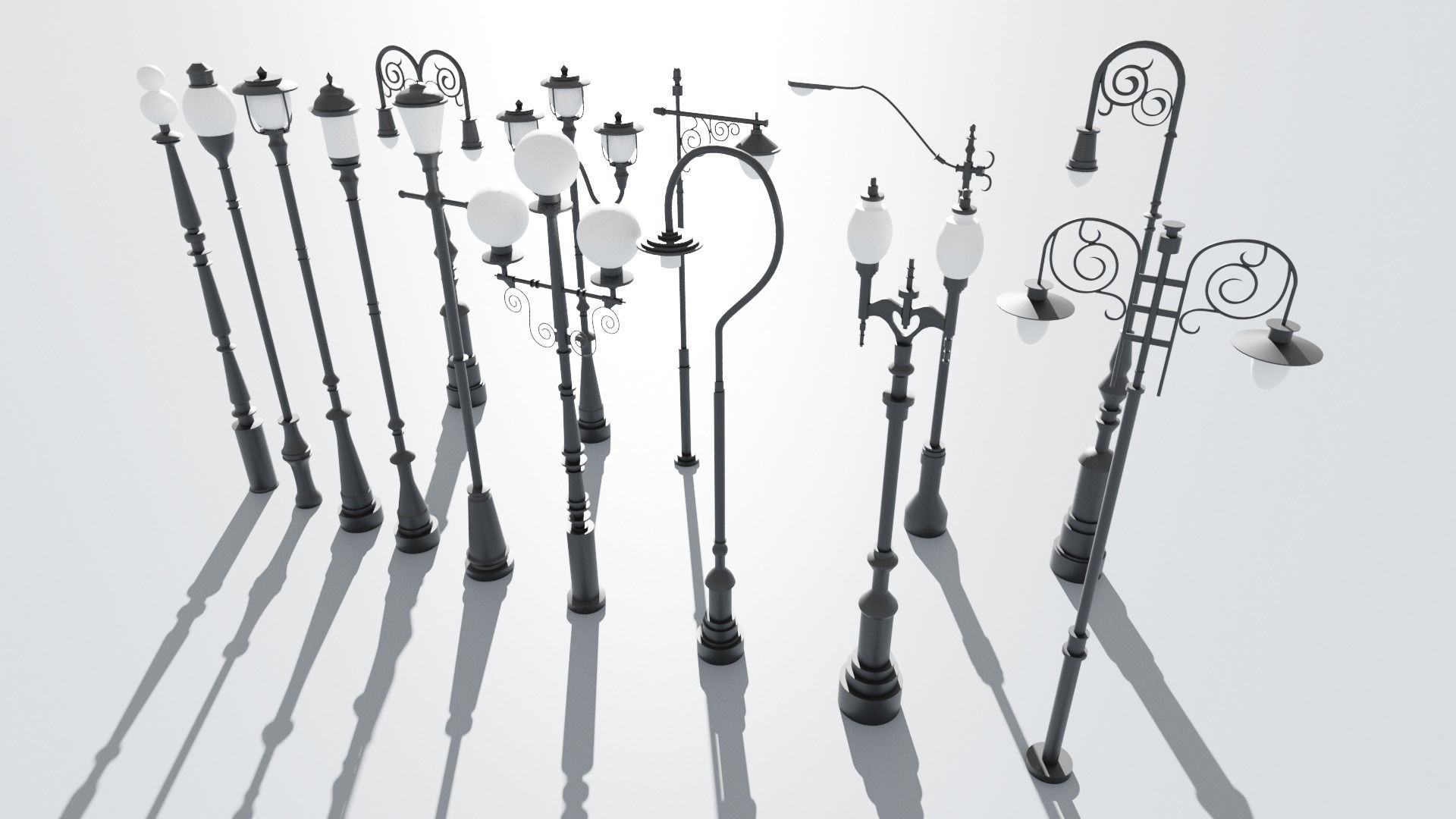 Street light - 14 pieces 3D model 3D model | CGTrader