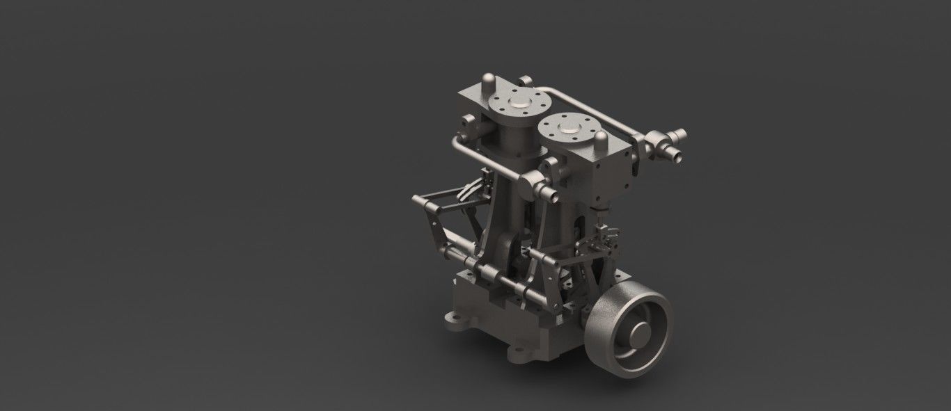 Twin cylinder steam engine 3D model | CGTrader