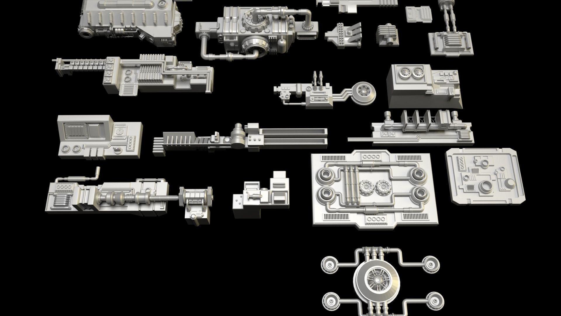 greeble and sci fi pieces 3D model | CGTrader