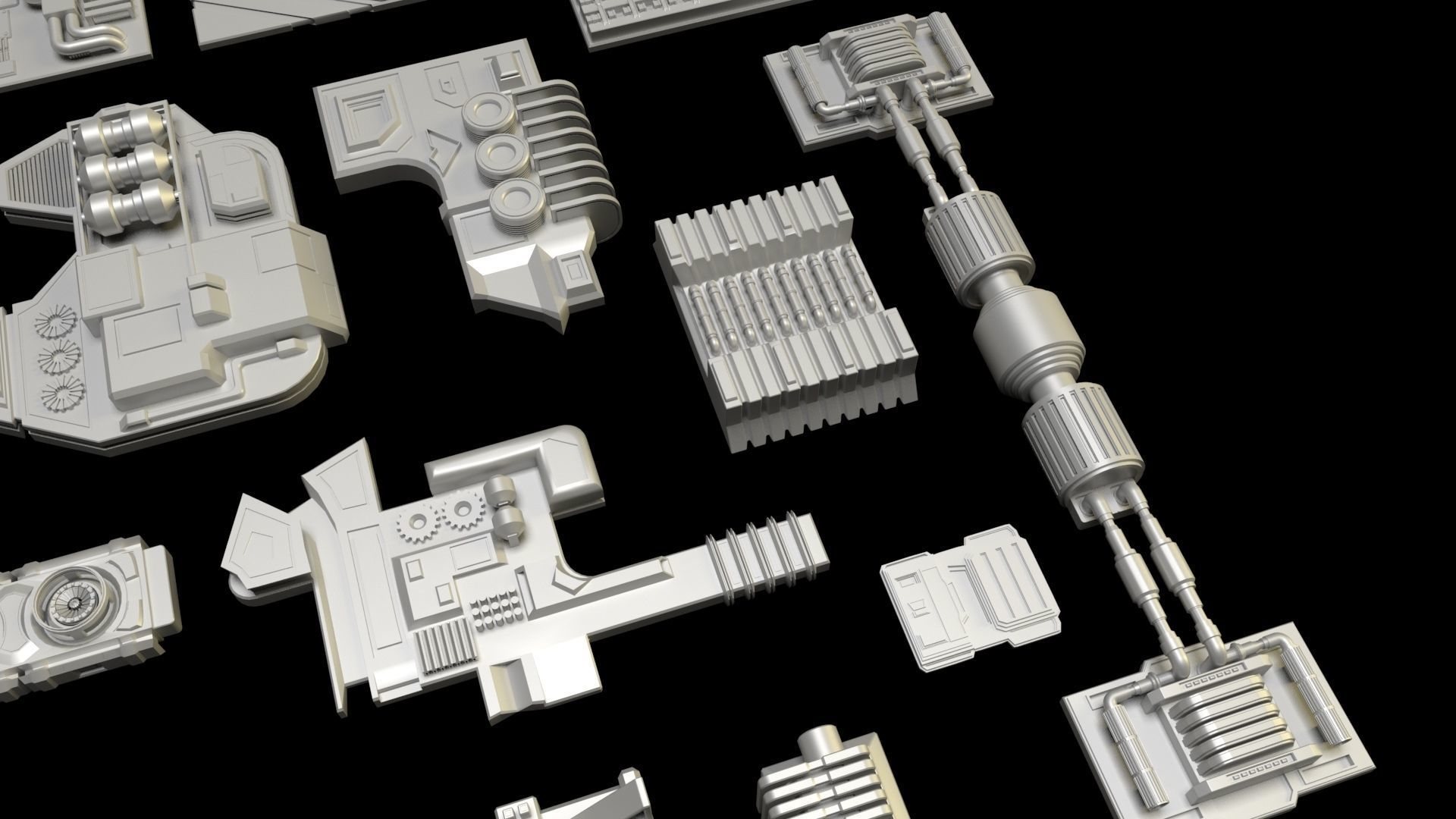 greeble and sci fi pieces 3D model | CGTrader