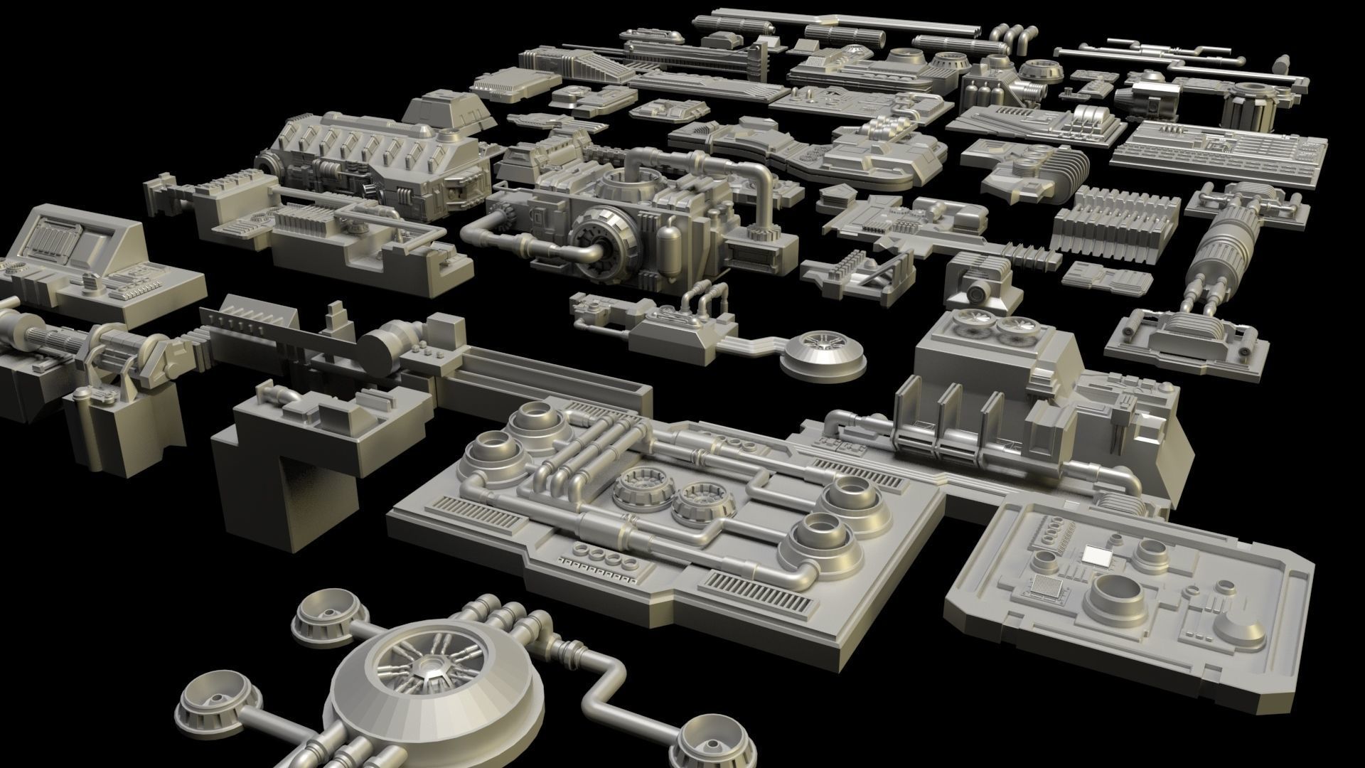 greeble and sci fi pieces 3D model | CGTrader