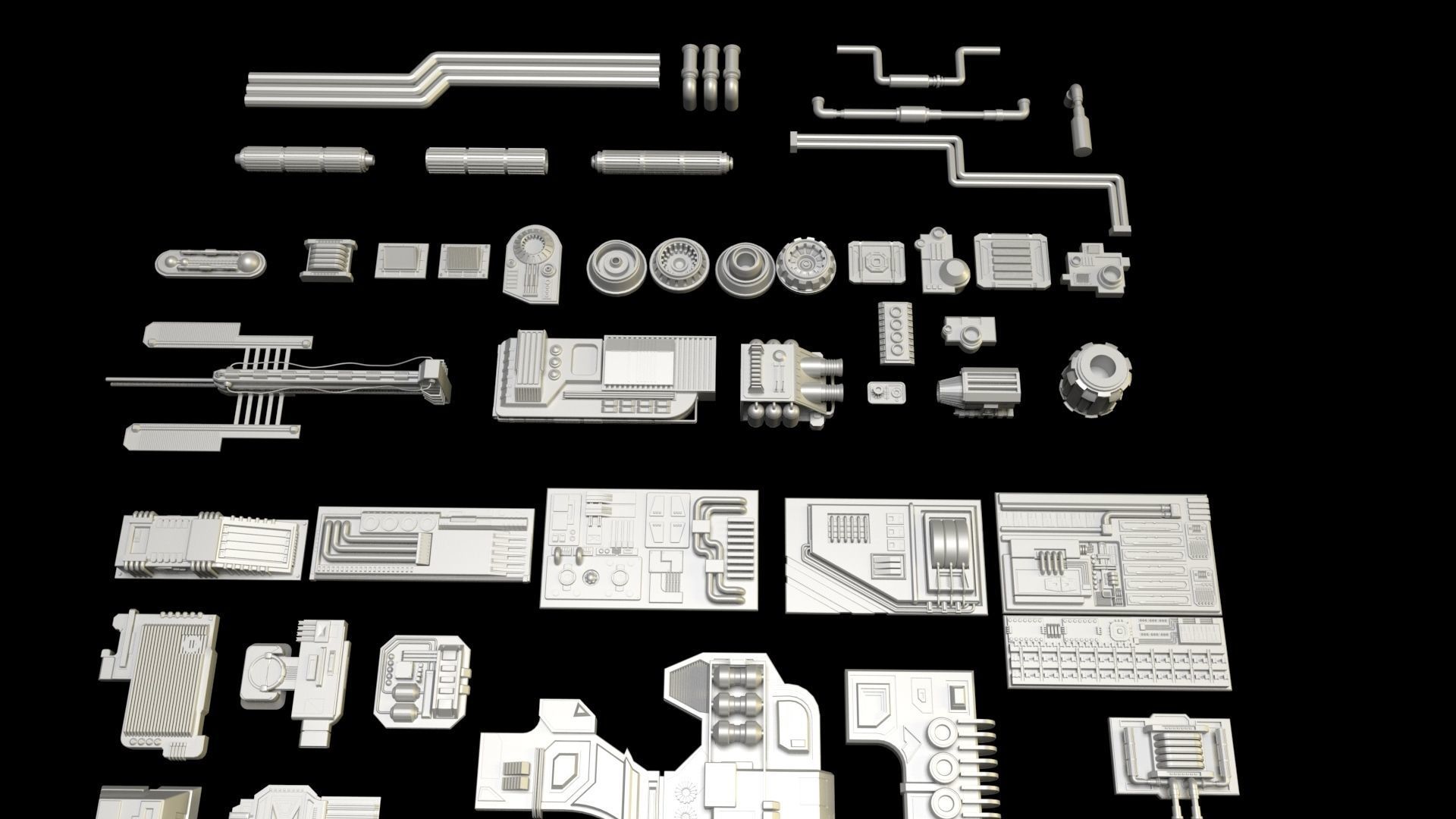 greeble and sci fi pieces 3D model | CGTrader
