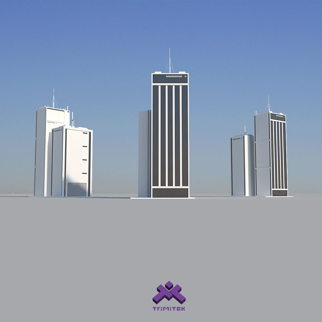 3D Model Collection Low Poly Modern Building Set 01 VR / AR / low-poly ...