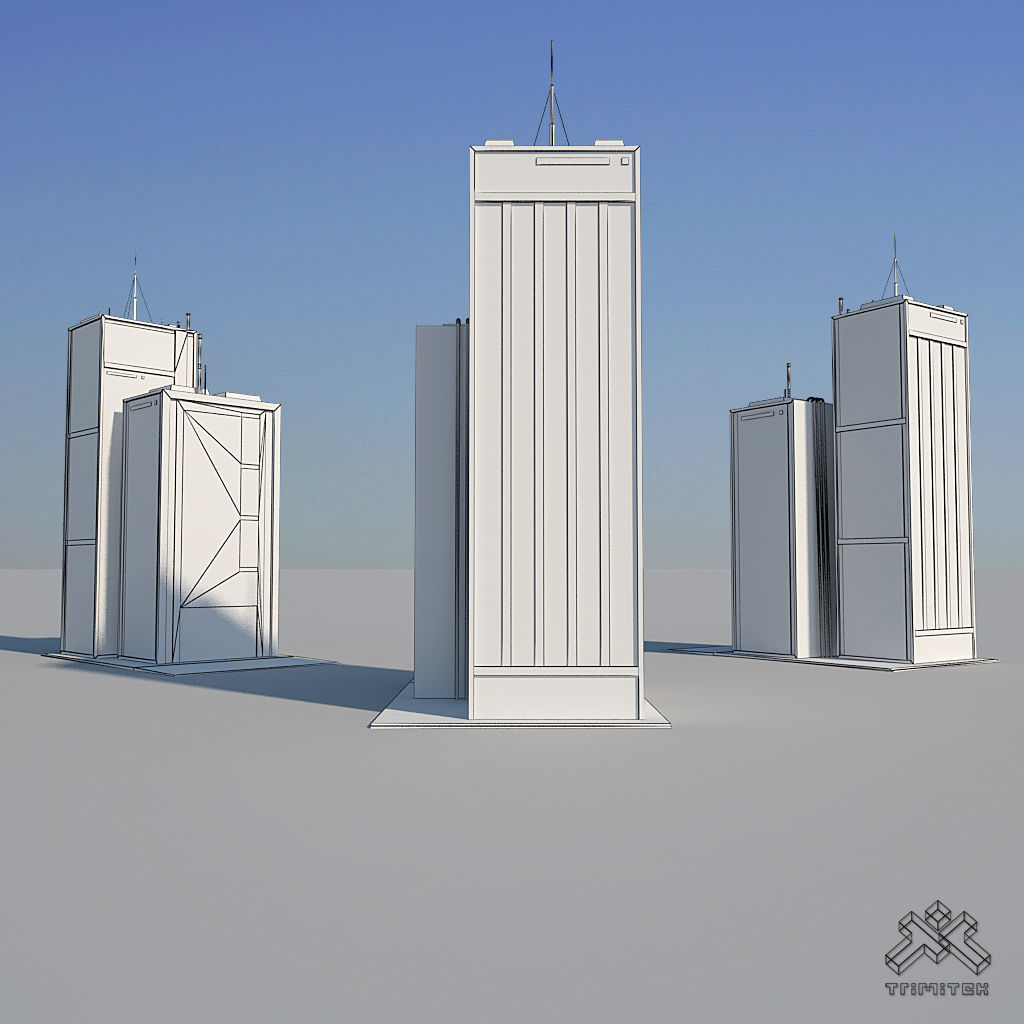 3D Model Collection Low Poly Modern Building Set 01 VR / AR / low-poly ...