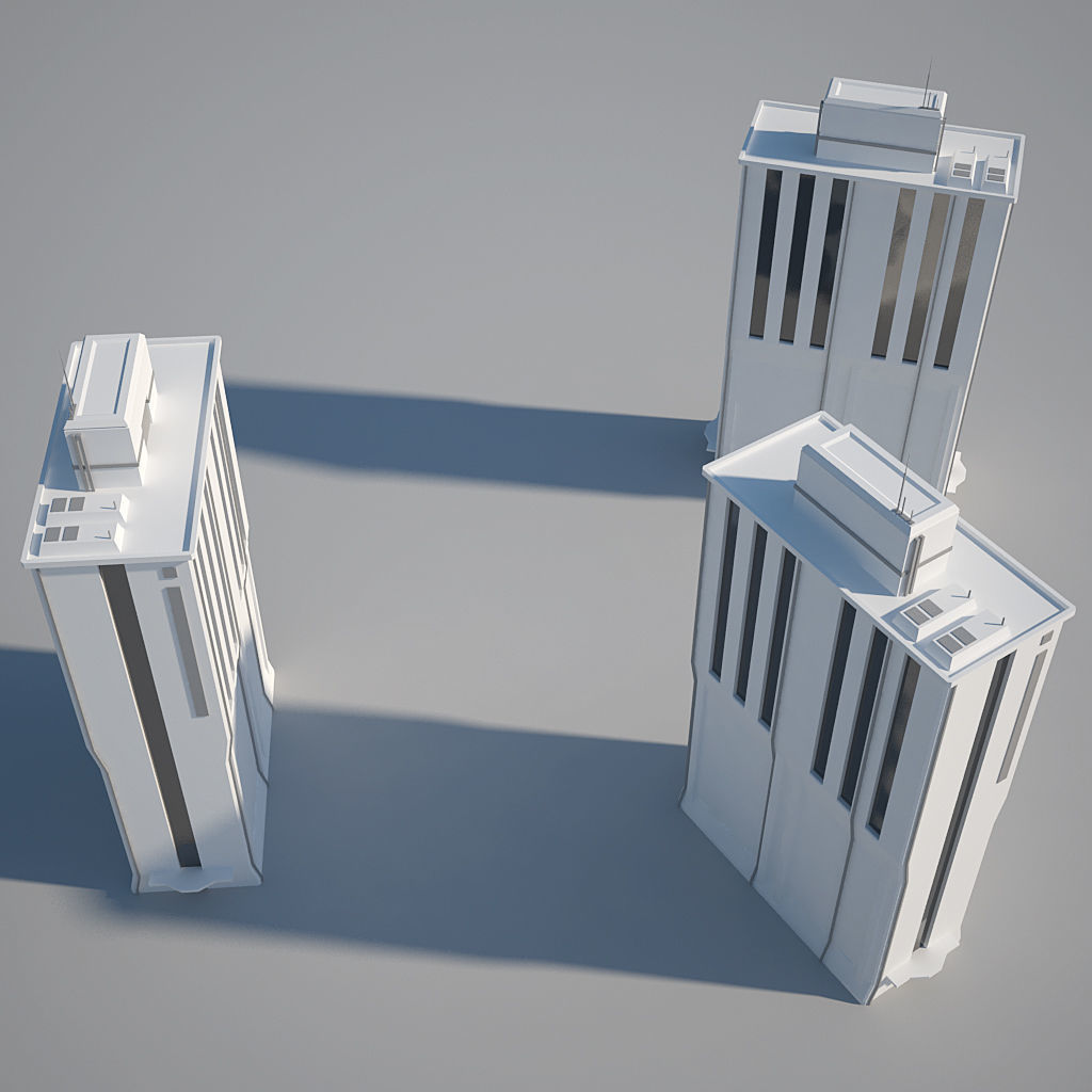 Low Poly Modern Building Set 02 3D Model Collection | CGTrader