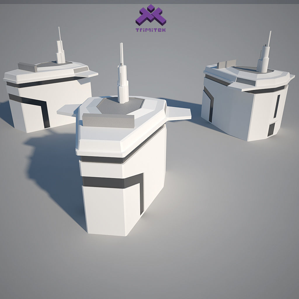 Low Poly Modern Building Set 02 3D Model Collection | CGTrader