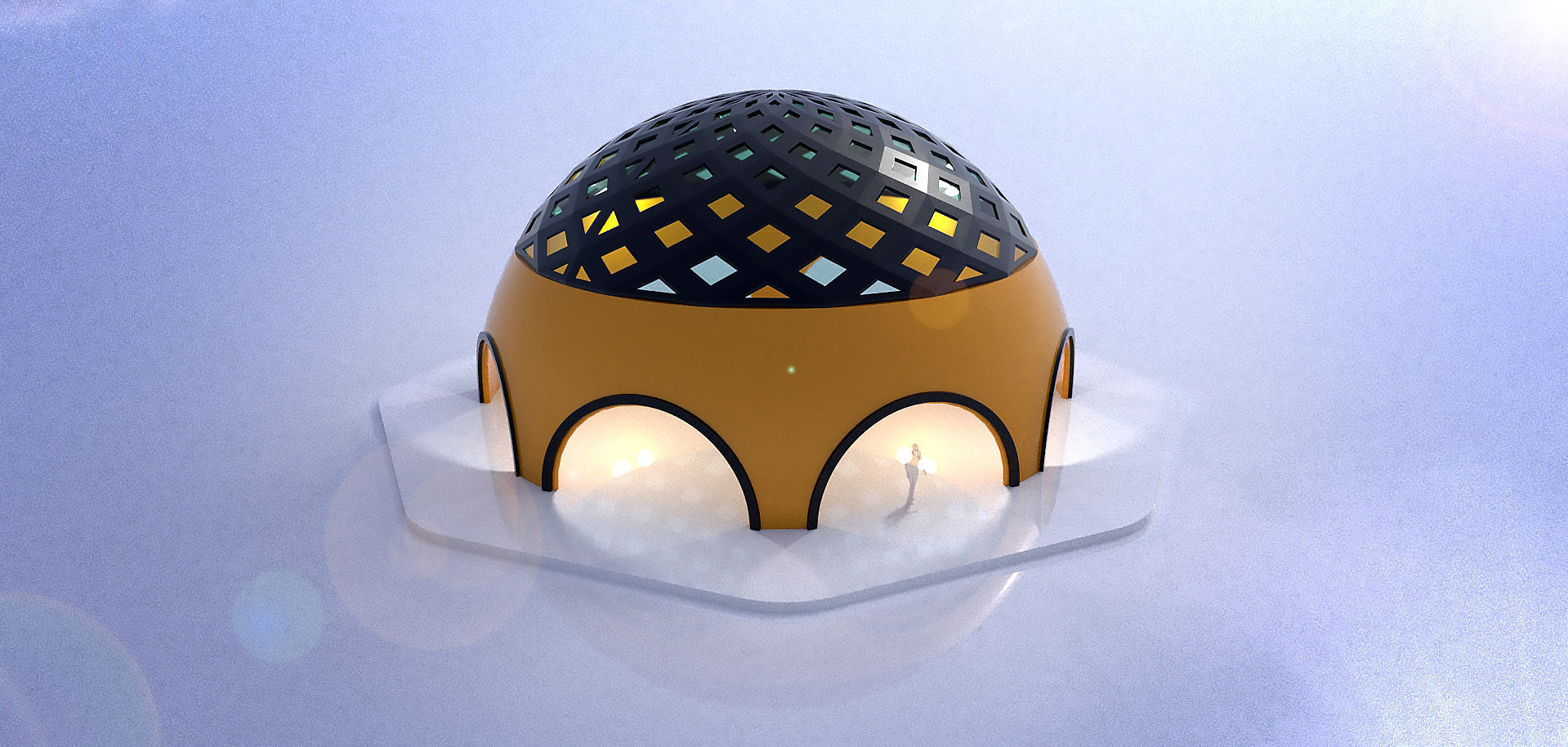 3D Dome large arena structure with atrium 3D model | CGTrader