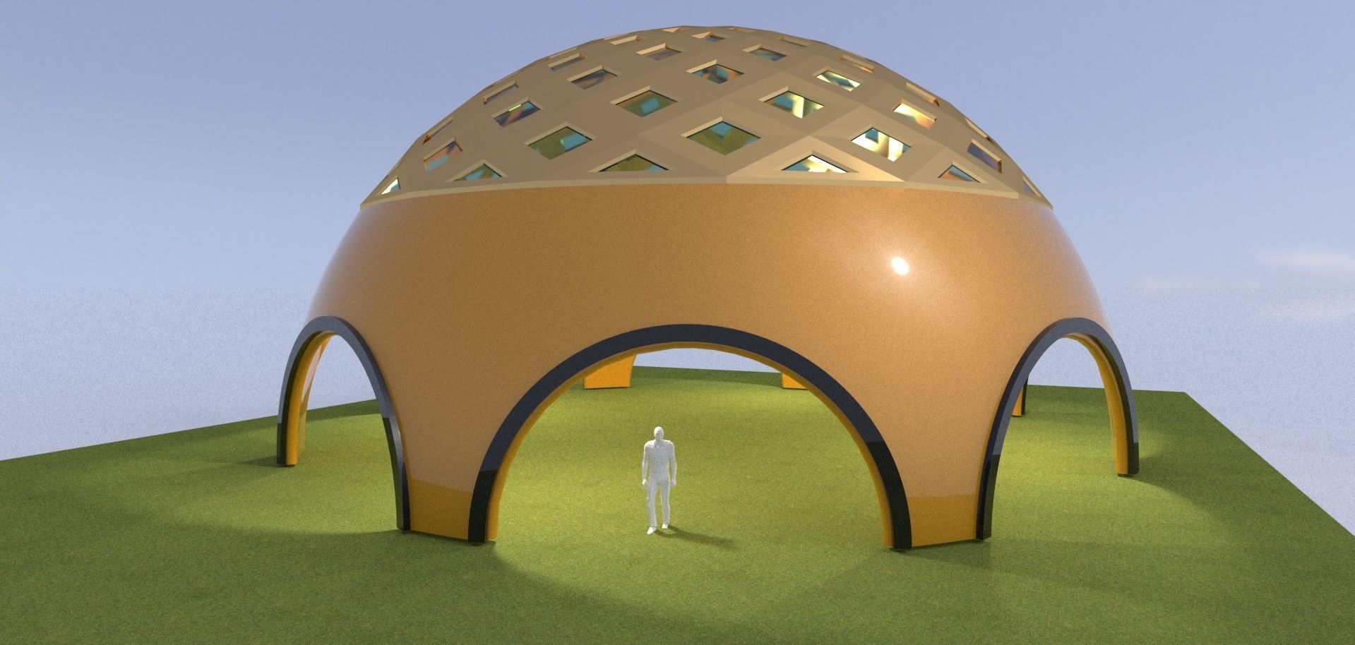 3D Dome large arena structure with atrium 3D model | CGTrader