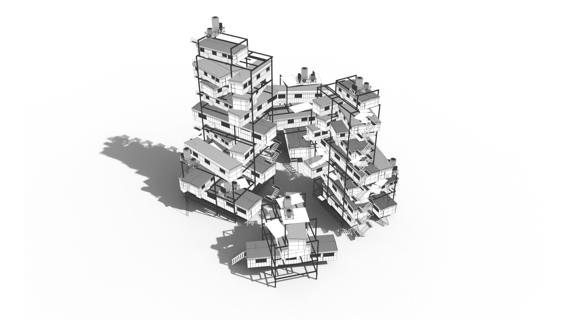 Sci Fi building pack - Building Stack - DMP asset pack - 3D model ...