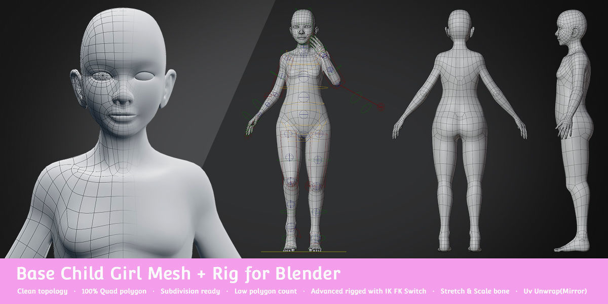 3D model Base Meshes Child Starter Kit VR / AR / low-poly | CGTrader
