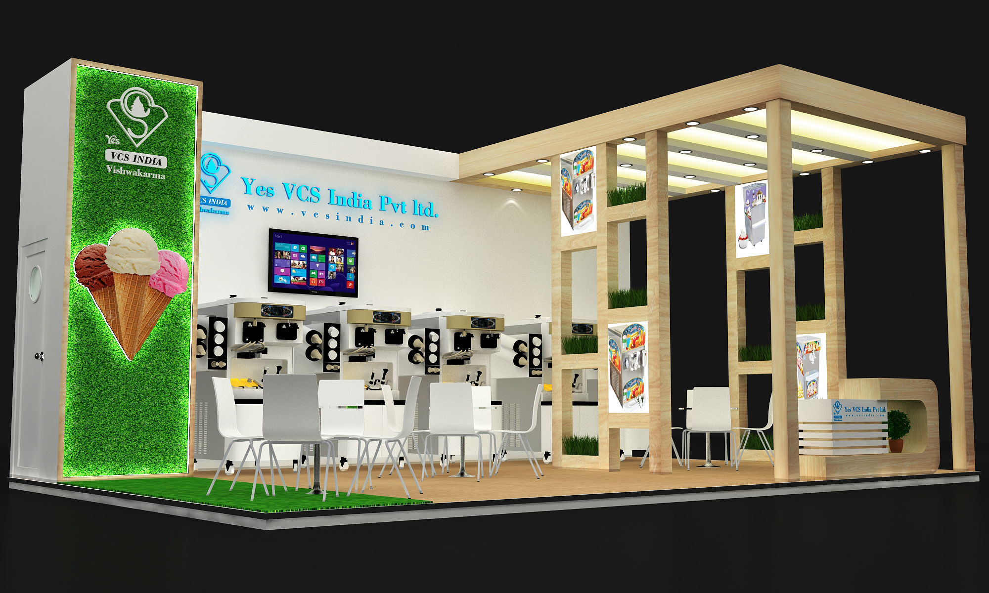 3D model 8x5 3 side open exhibition stand | CGTrader