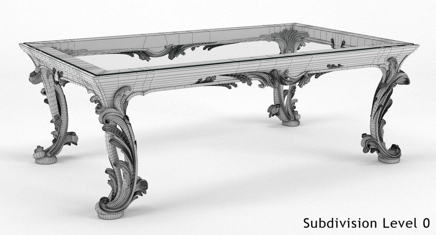 Classic Coffee Table Chelini Art 1064 - Ivory 3D model | CGTrader