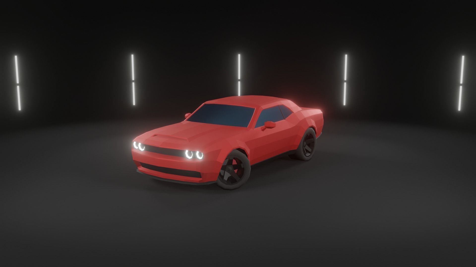 3D model Dodge Challenger Hellcat Low-Poly Car VR / AR / low-poly ...