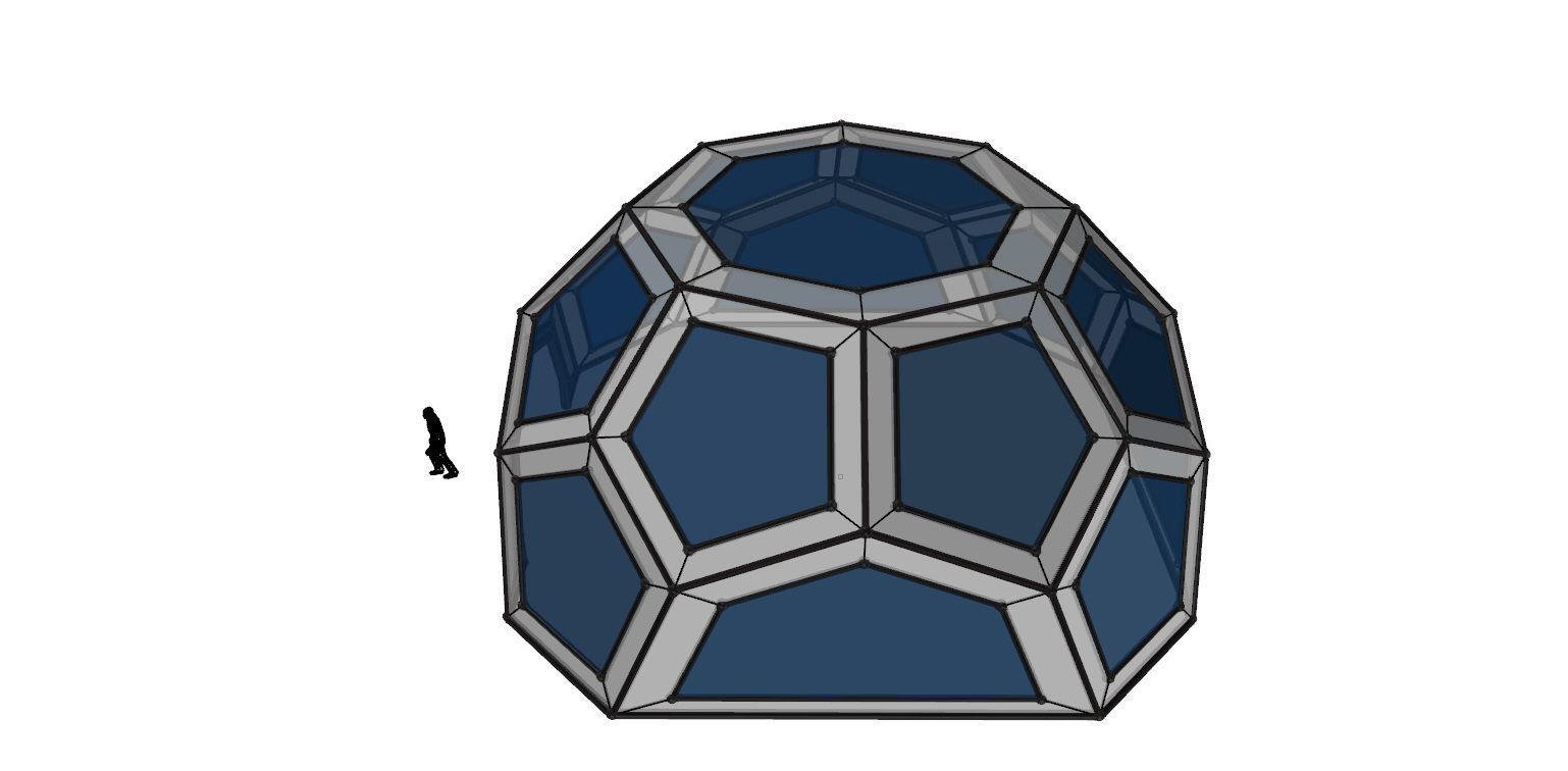 Pentagon Dome with frame and glass 3D model | CGTrader