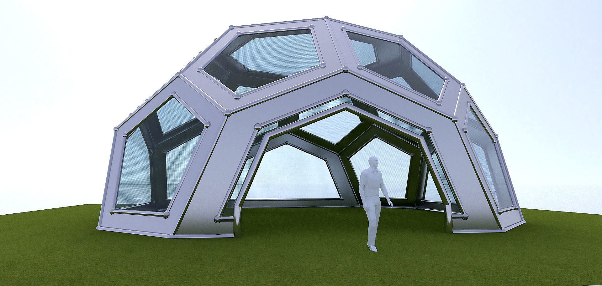 Pentagon Dome with frame and glass 3D model | CGTrader