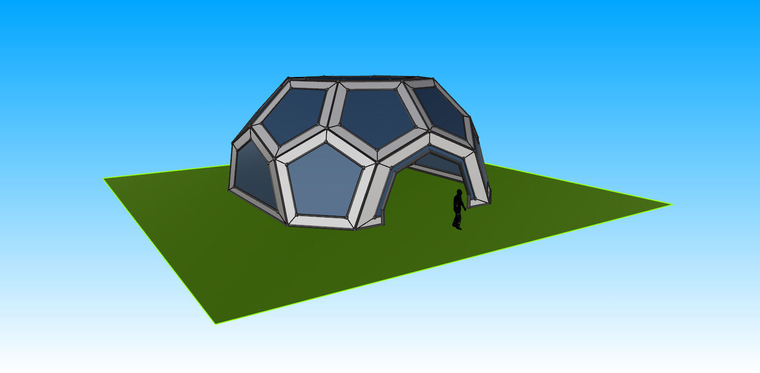 Pentagon Dome with frame and glass 3D model | CGTrader