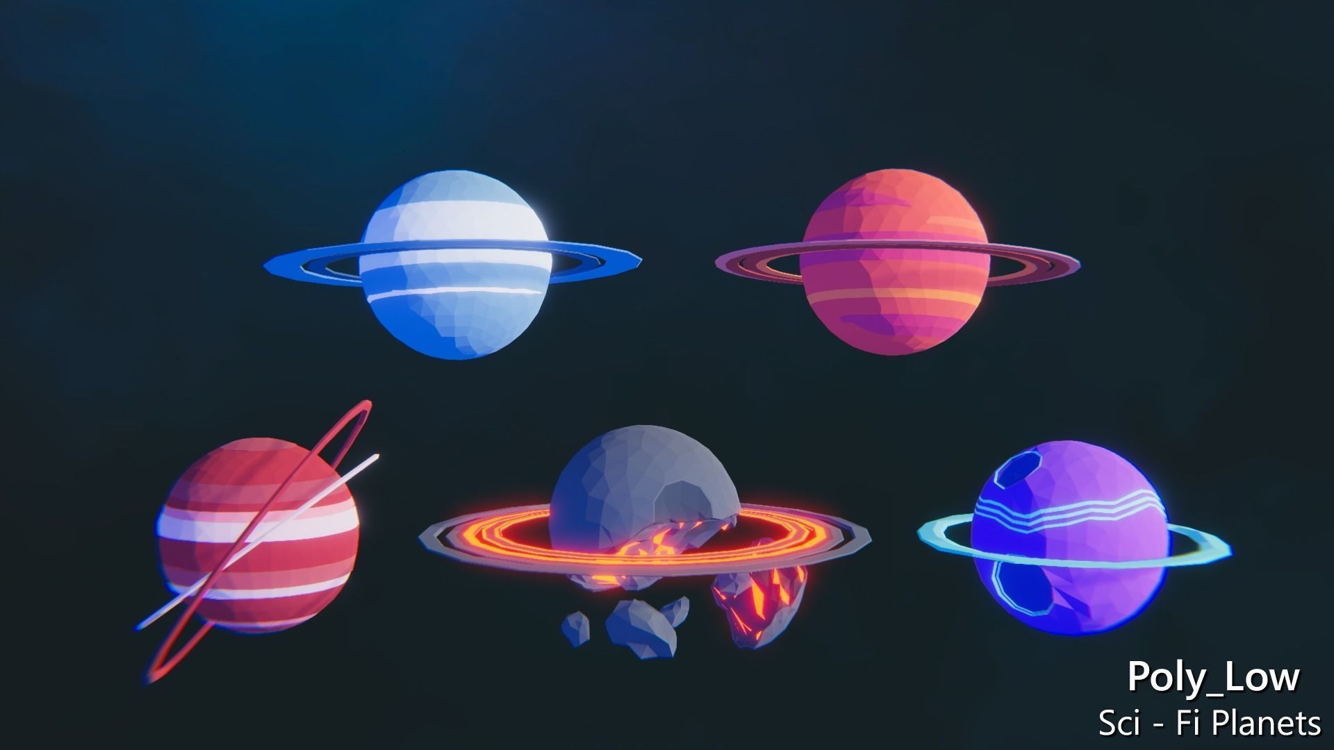 3D model Poly-Low - Sci - Fi - Planets VR / AR / low-poly | CGTrader