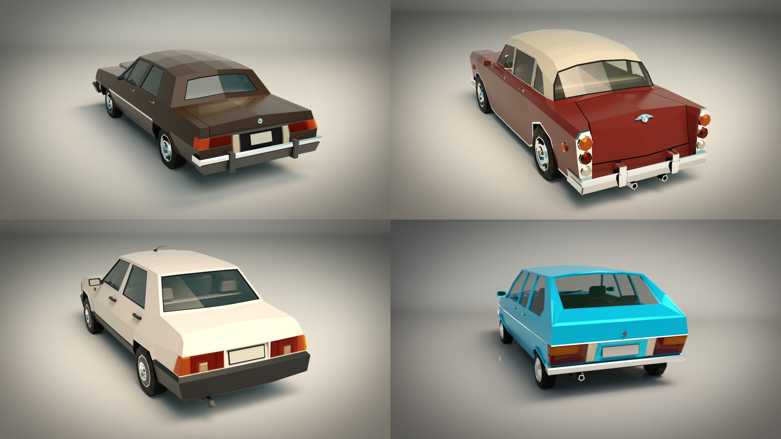 Low Poly Sedan Car Pack 01 3D Model Collection | CGTrader